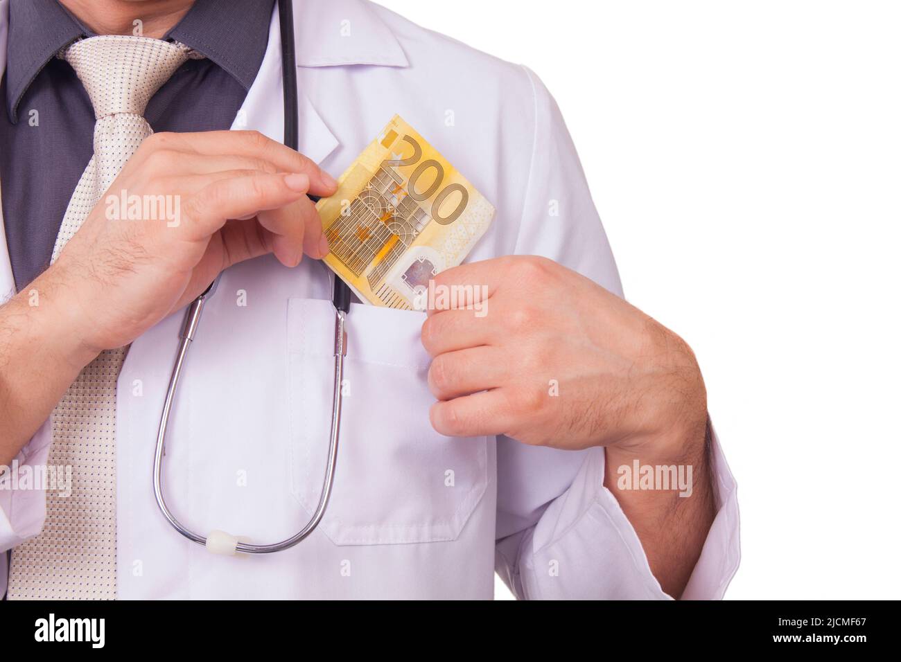 Doctor Receiving Money Bribing. 200 Euro Banknote Stock Photo - Alamy