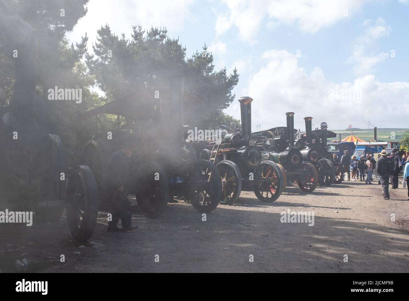 Vintage steam traction engines in a display at the Royal Cornwall Show ...
