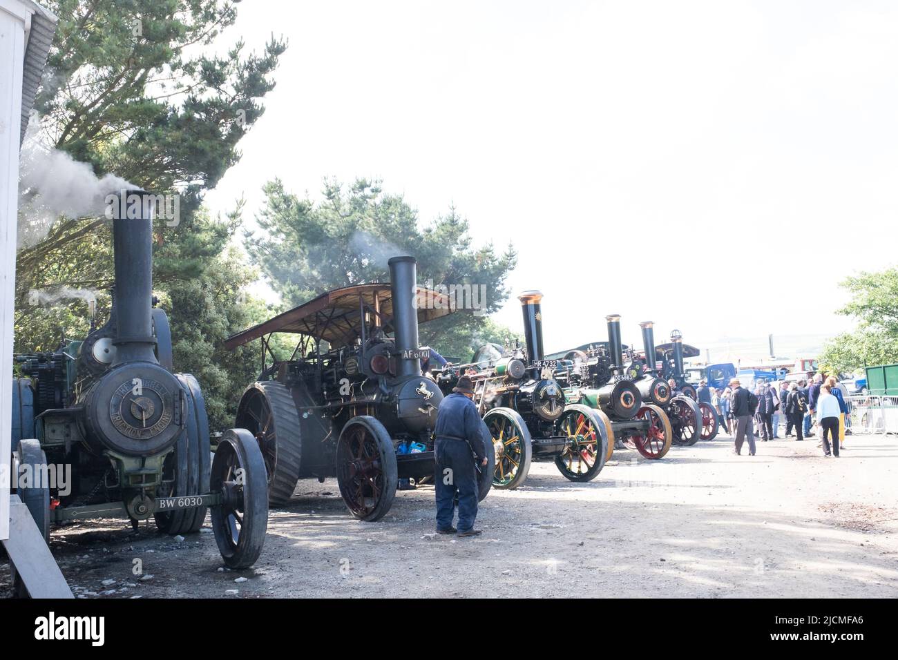 Vintage steam traction engines in a display at the Royal Cornwall Show ...