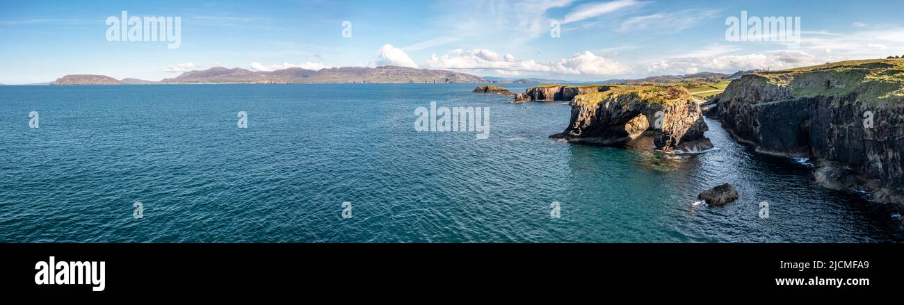 Aerial view of the Great Pollet Sea Arch, Fanad Peninsula, County Donegal, Ireland Stock Photo ...