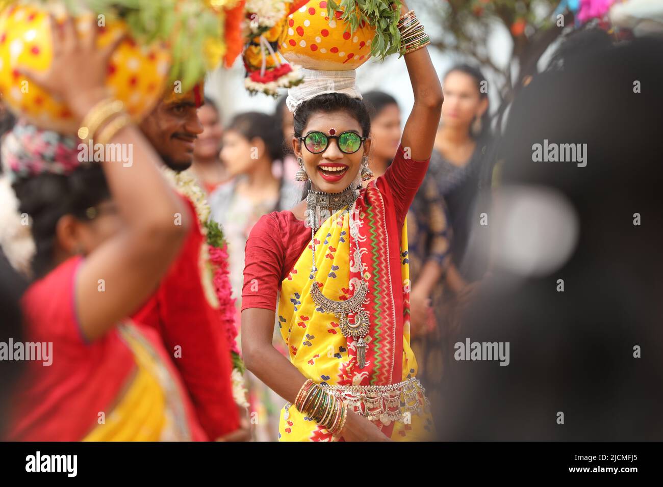 Indian Female Devotee at temple Stock Photo - Alamy