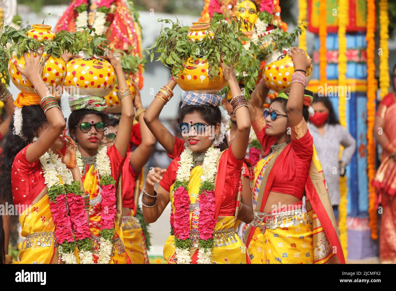 Indian Female Devotee at temple Stock Photo - Alamy