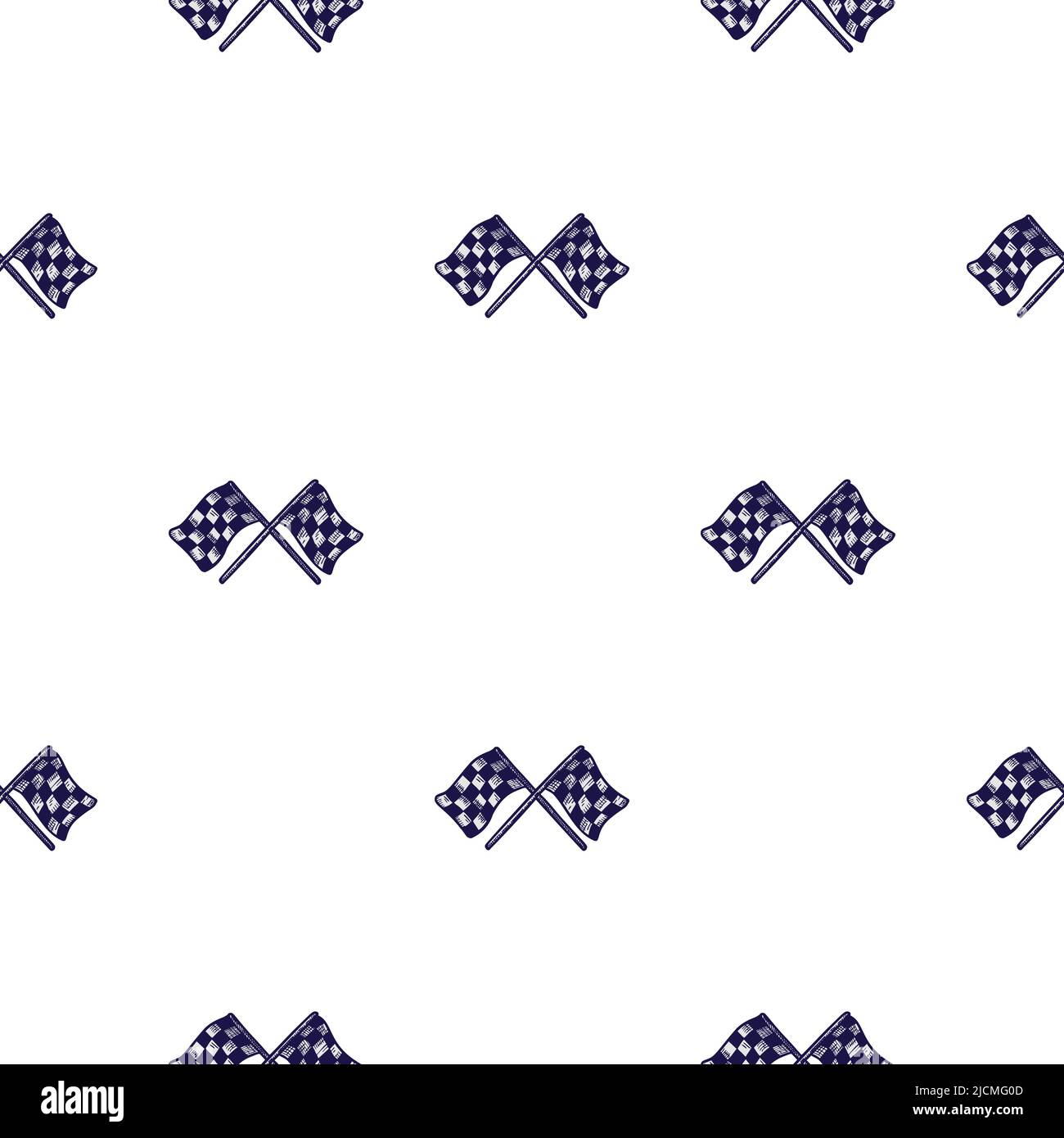Race flag seamless pattern engraving. Vintage sport background in hand ...