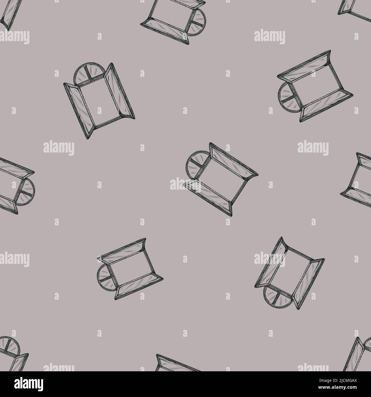 Seamless pattern of retro arch windows engraving. Vintage background ...