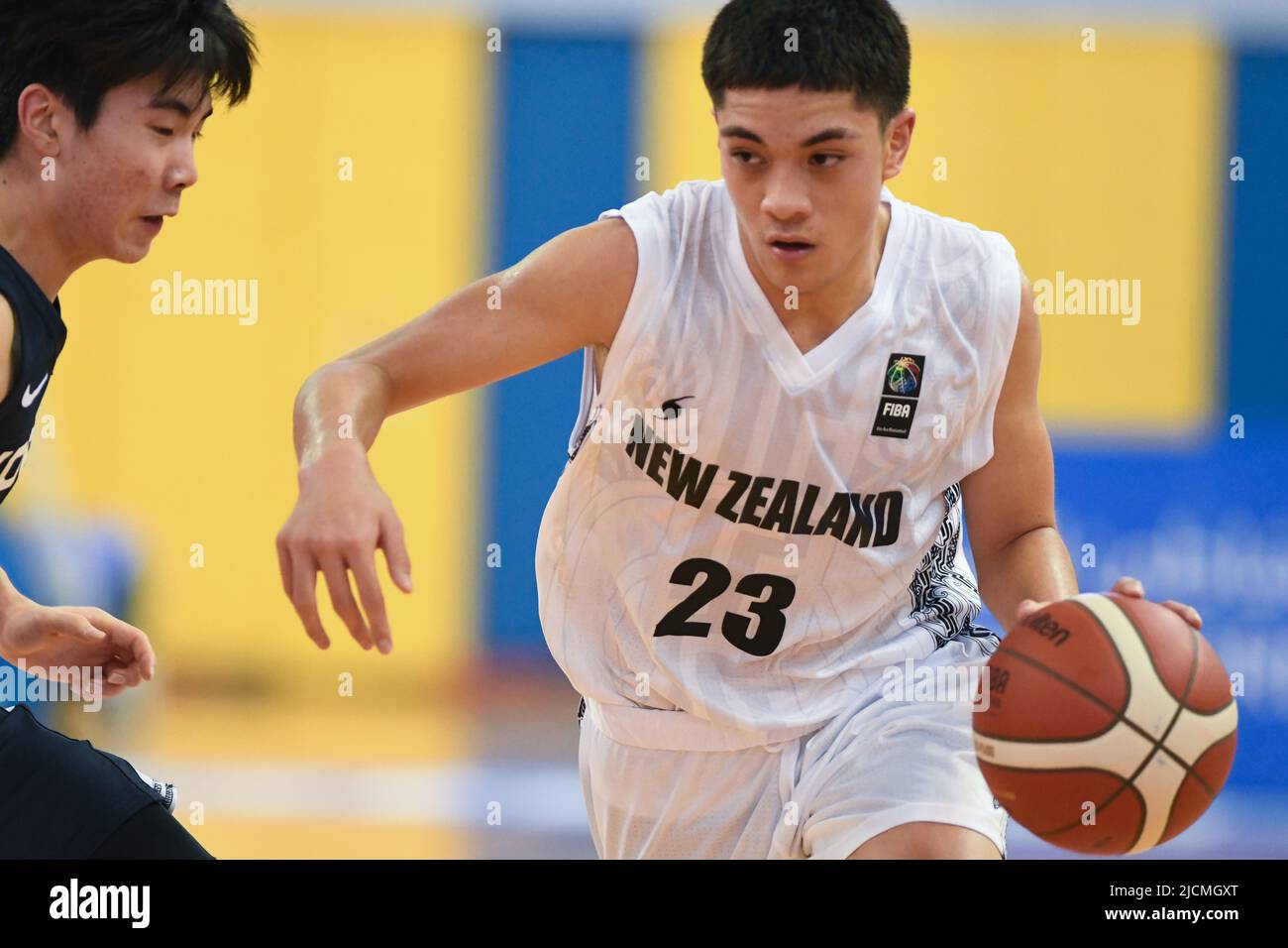 Doha, Qatar. 14th June, 2022. Hunter Trego of New Zealand basketball ...