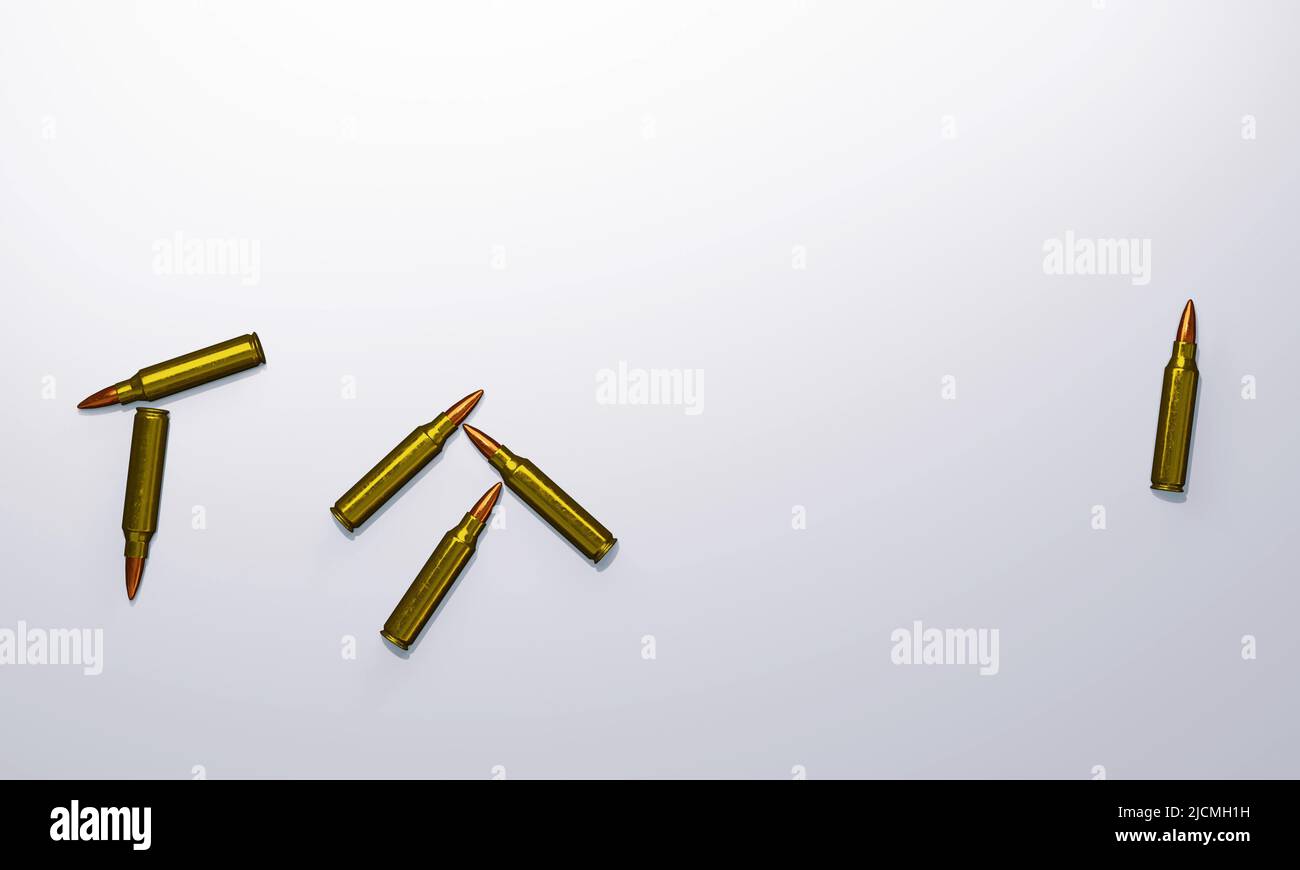 3d render of flying or dropping rifle bullets for gun violence or ...