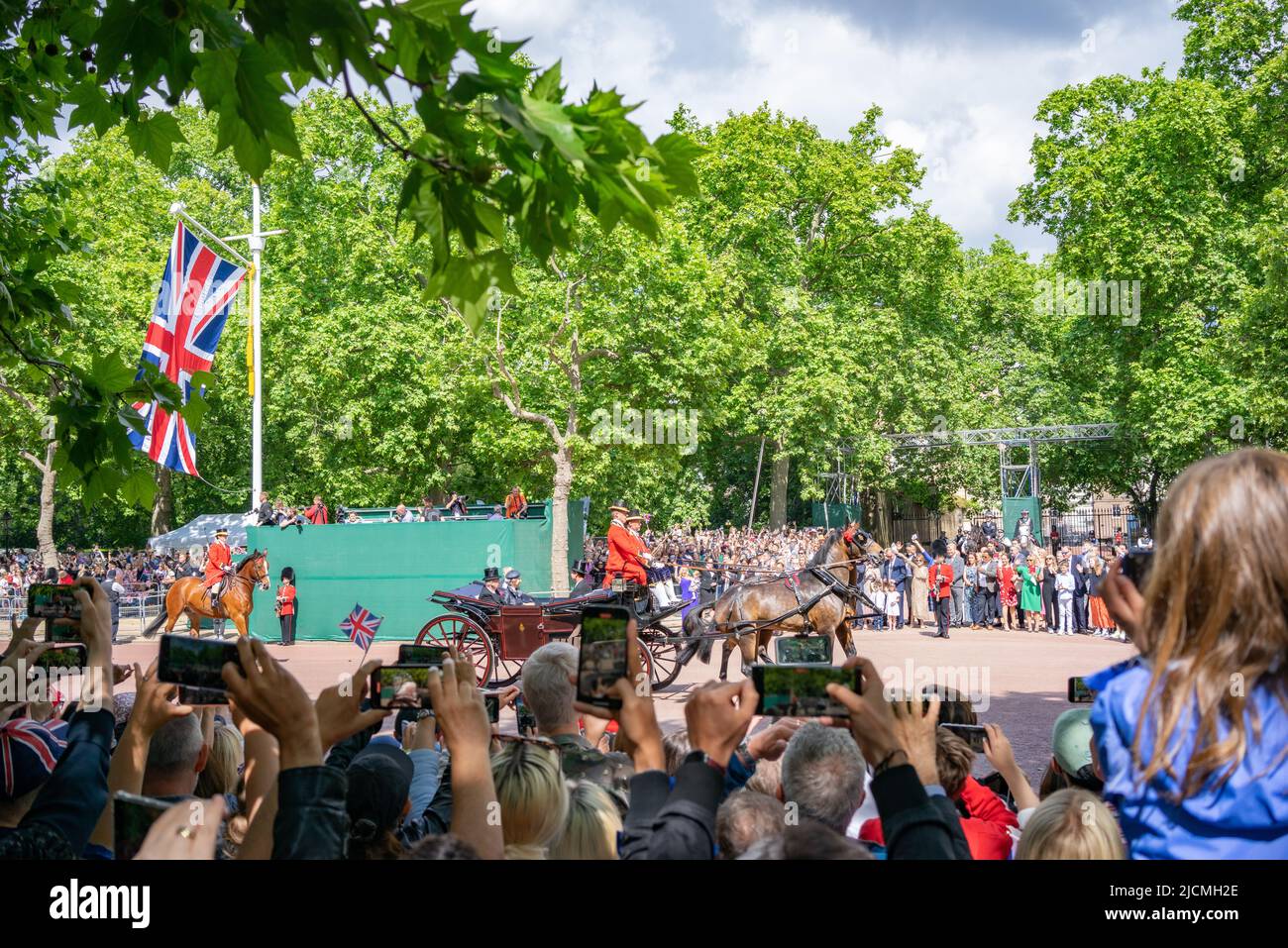 Royal procession along the Mall in London, England, celebrating Queen ...