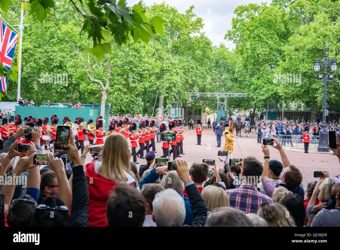 Royal procession along the Mall in London, England, celebrating Queen ...