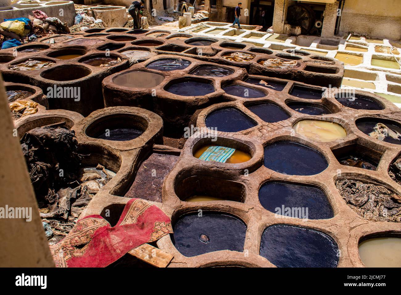Fez, Morocco - June 13, 2022 Chouara Tannery, The dyeing vats at ...