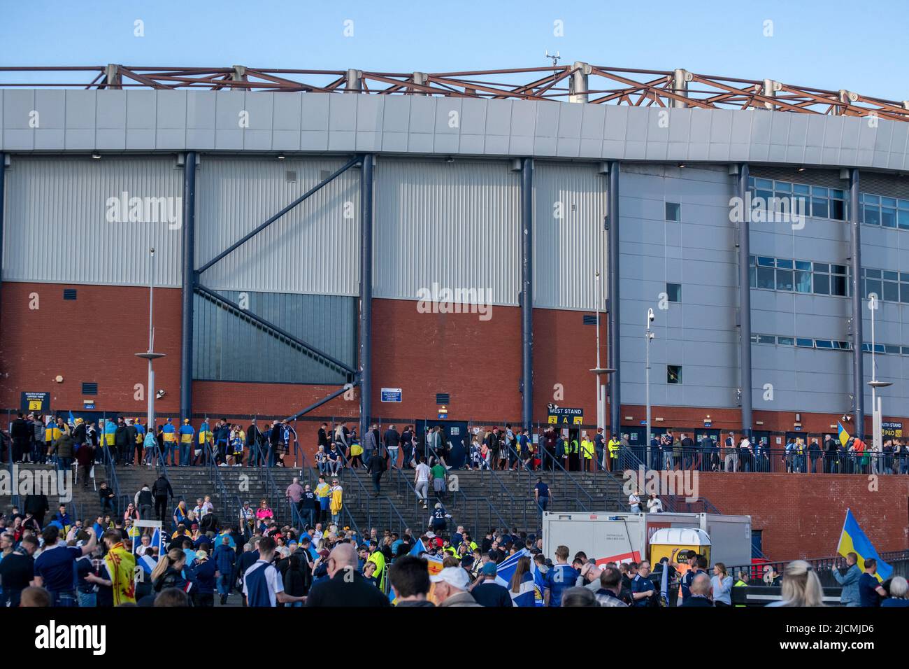 Glasgow, Scotland. UK. June 1st, 2022: Wide shot of football fans going ...