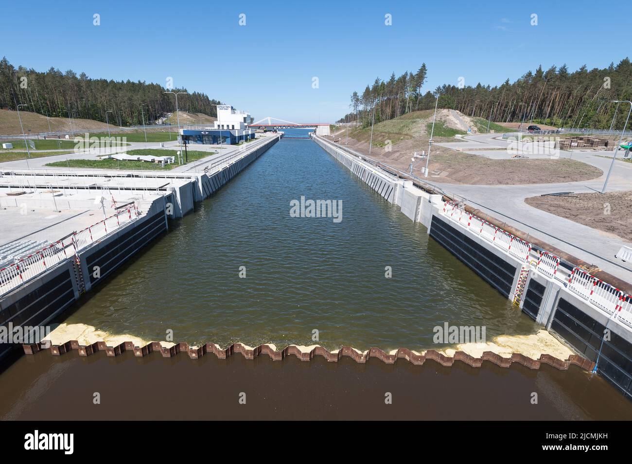 Construction site on the Vistula Spit canal which connect port of ...