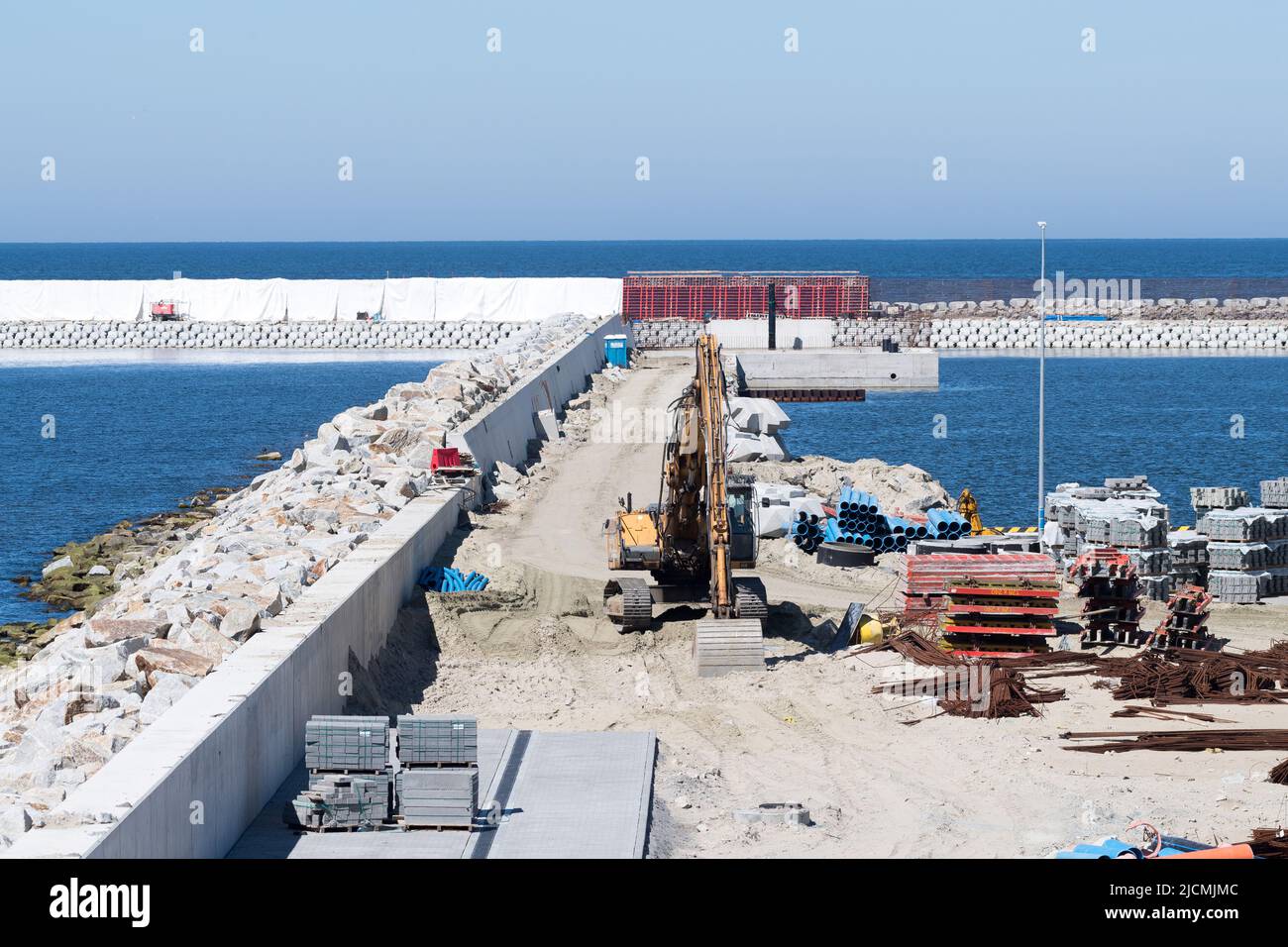 Construction site on the Vistula Spit canal which connect port of ...