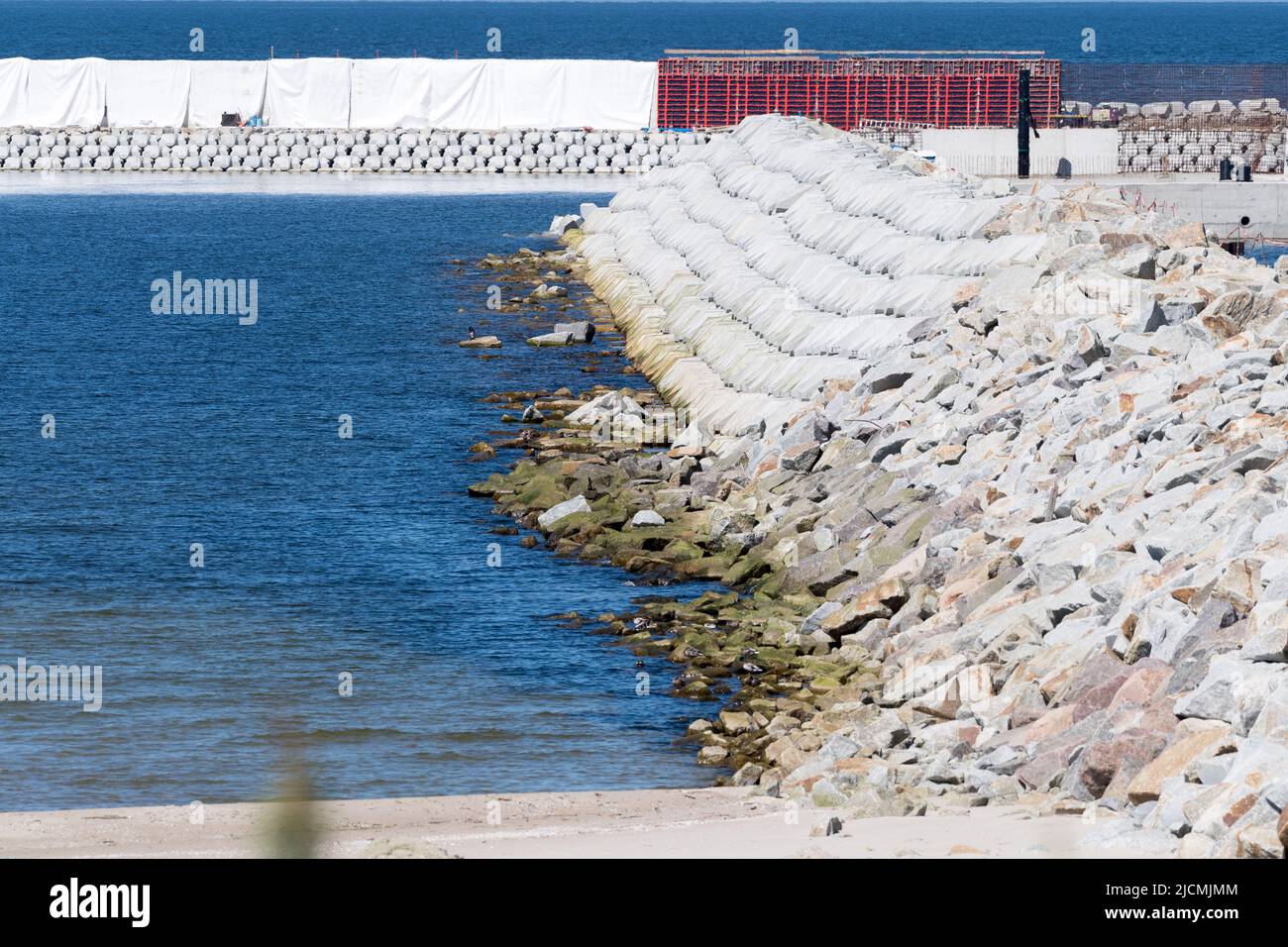 Construction site on the Vistula Spit canal which connect port of ...