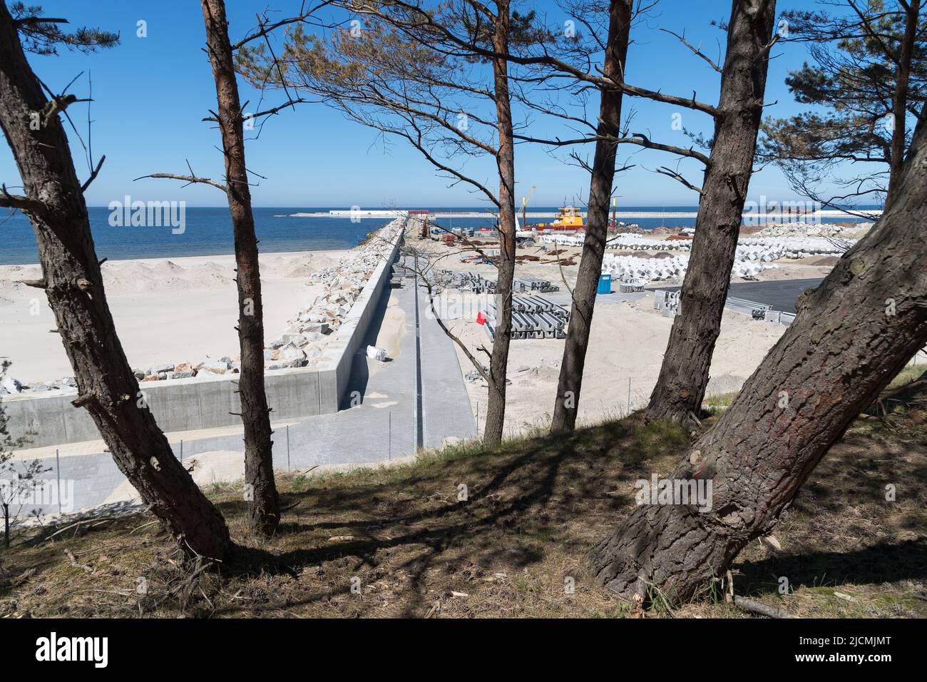 Construction site on the Vistula Spit canal which connect port of ...