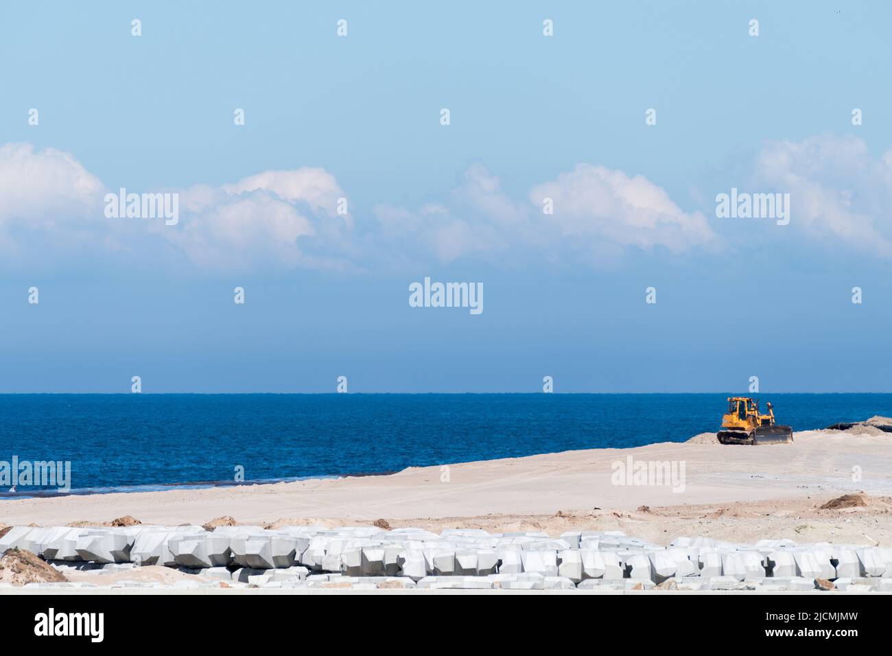 Construction site on the Vistula Spit canal which connect port of ...