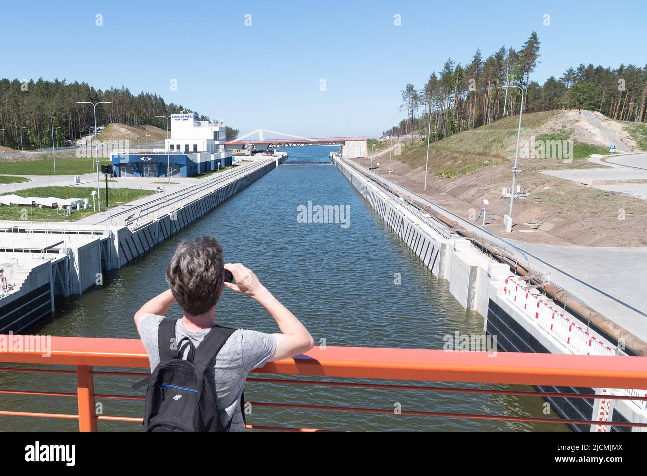 Construction site on the Vistula Spit canal which connect port of ...