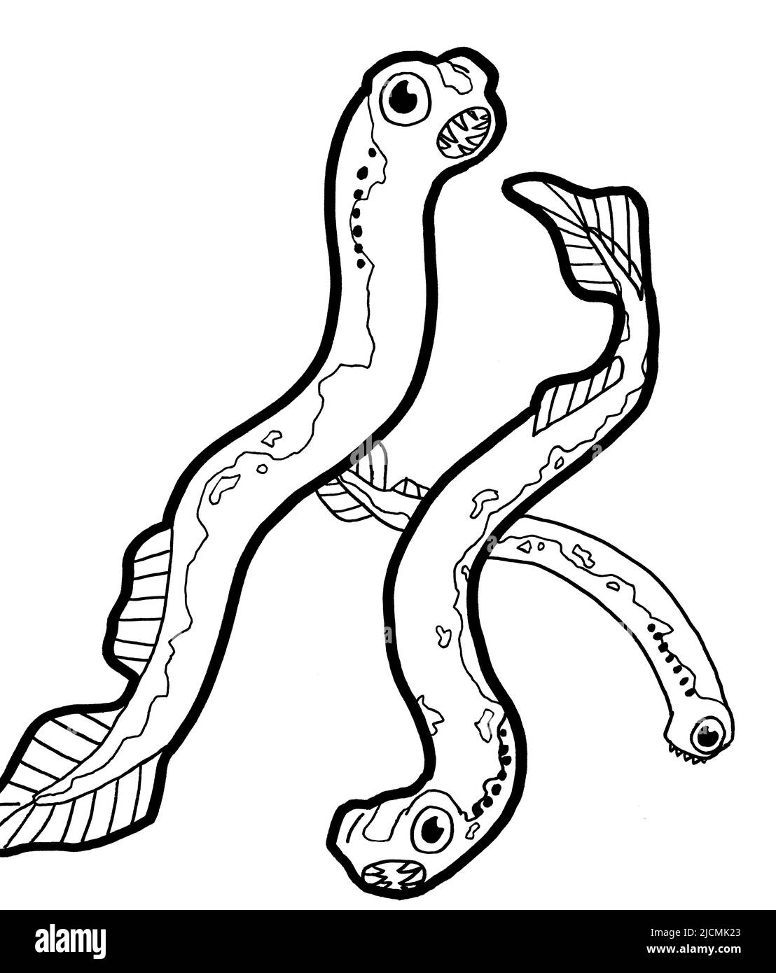 Black and white coloring page ink illustration of a worm Stock Photo ...