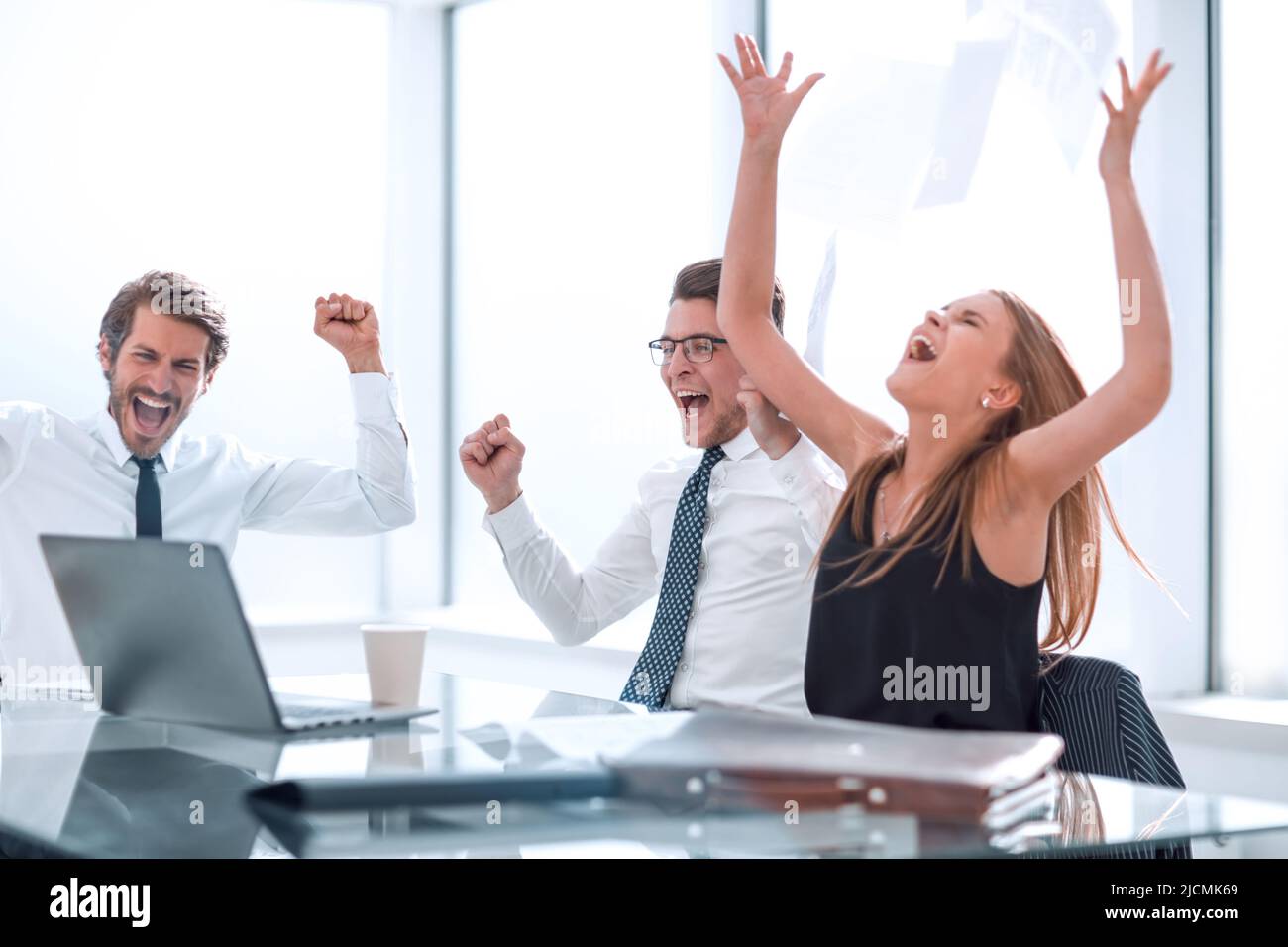 happy business team showing the success of teamwork Stock Photo - Alamy