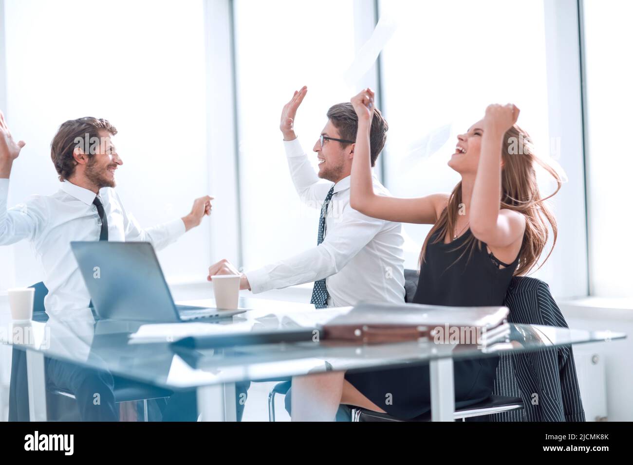 happy business team showing the success of teamwork Stock Photo - Alamy