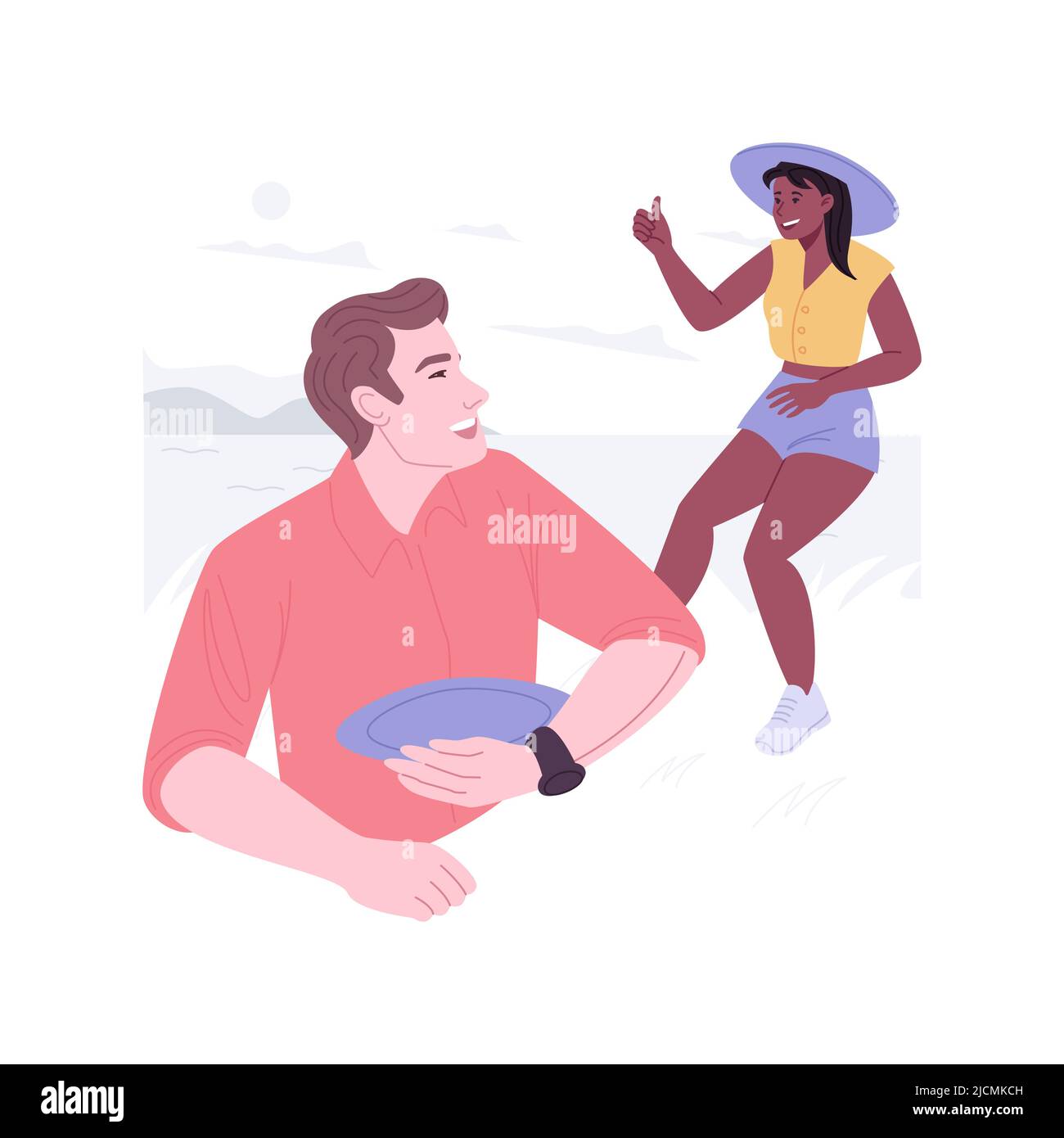 Playing Frisbee isolated cartoon vector illustrations Stock Vector ...