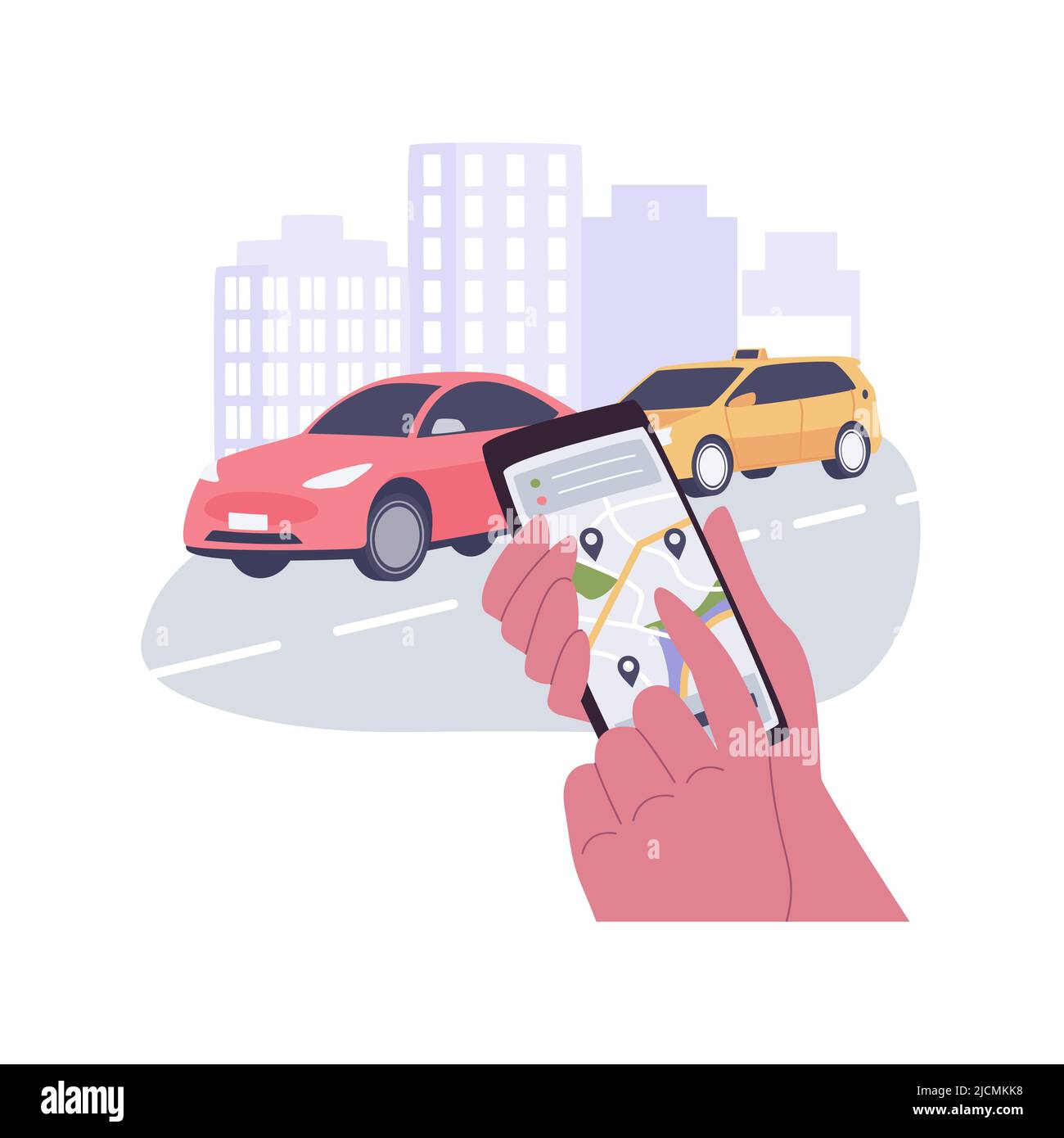 Ride-sharing apps isolated cartoon vector illustrations Stock Vector ...