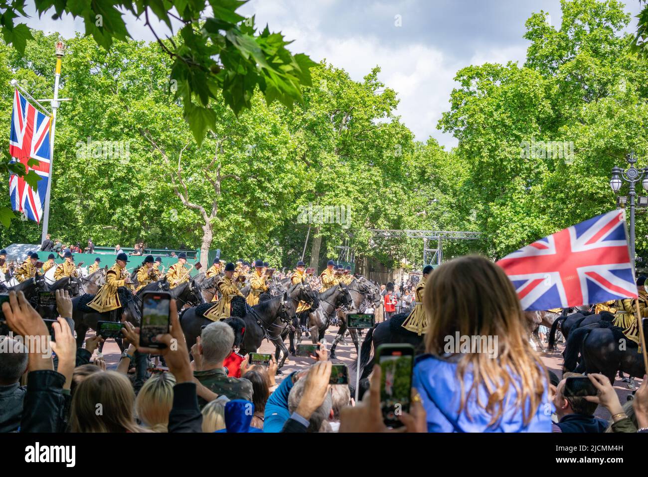 Royal procession along the Mall in London, England, celebrating Queen ...