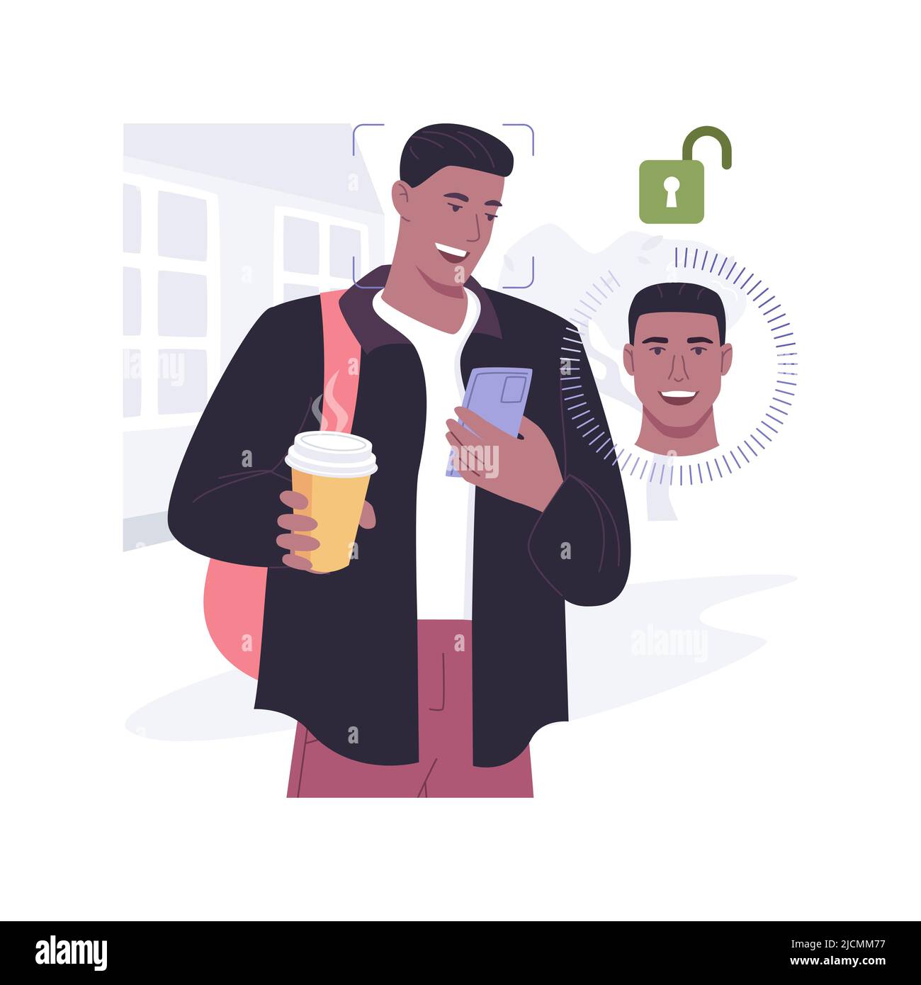 Facial recognition isolated cartoon vector illustrations Stock Vector ...