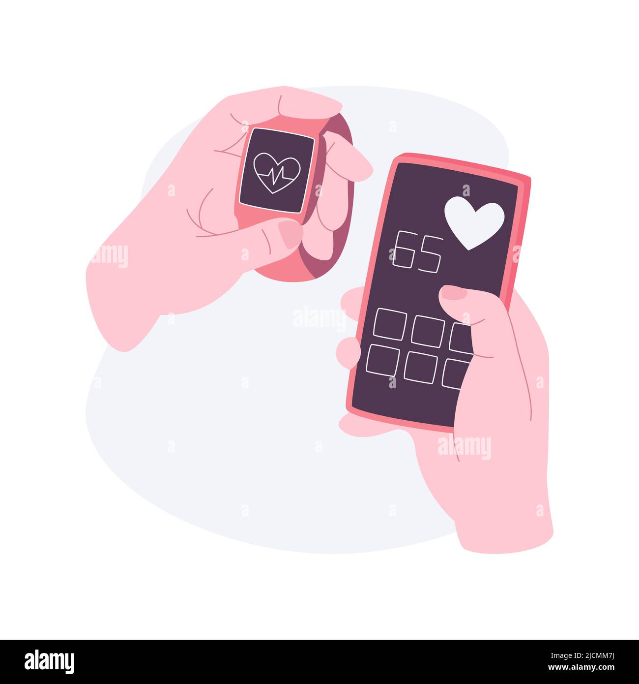 Smartwatch heart rate monitoring isolated cartoon vector illustrations ...