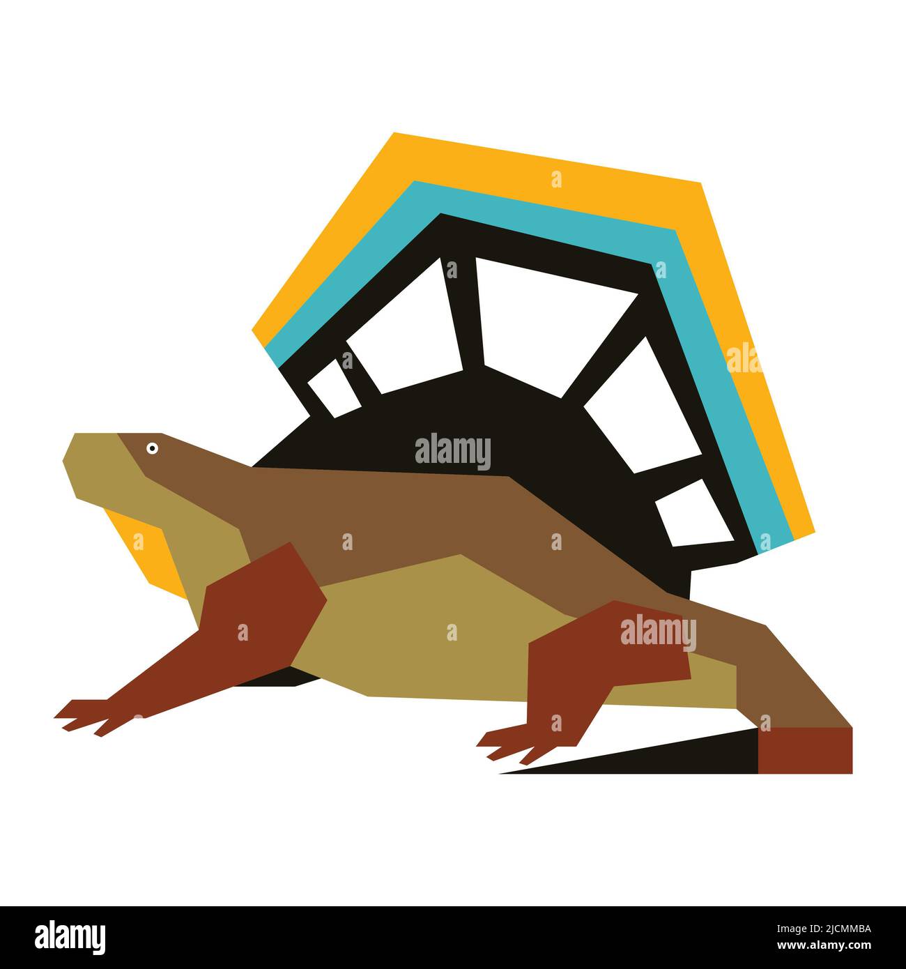 Colorful abstract geometric vector illustration of a prehistoric ...