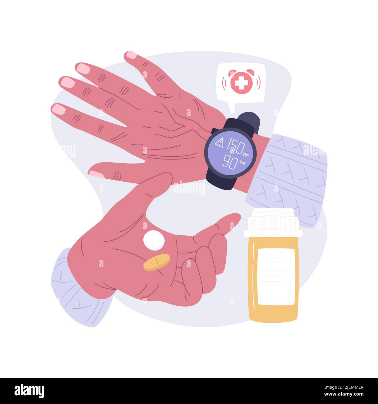 Smartwatch blood pressure monitoring isolated cartoon vector ...