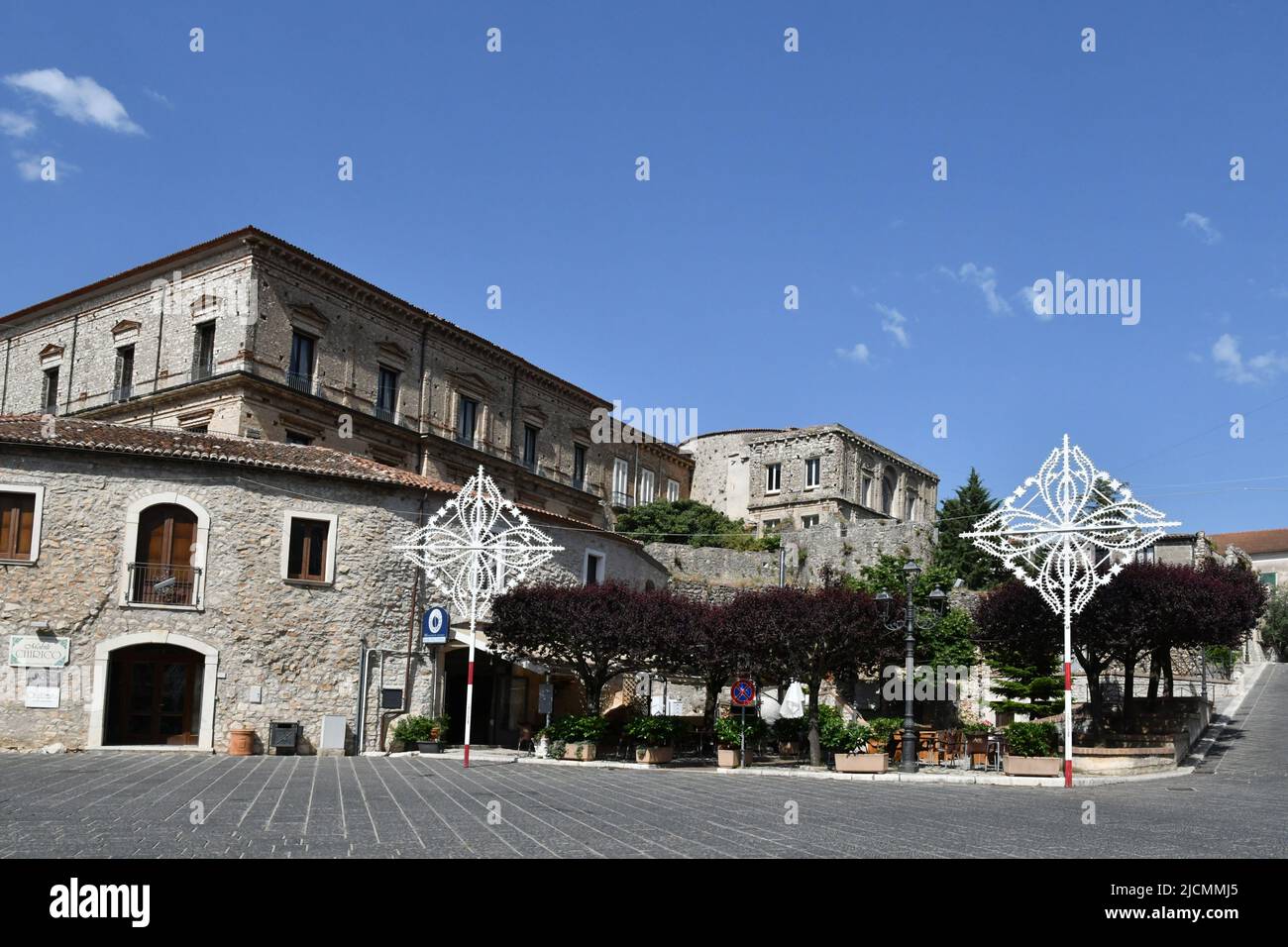 The central square of Teggiano, a medieval village in the province of ...