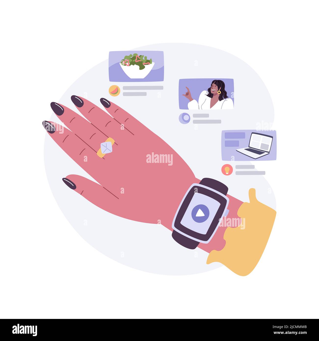 Smartwatch entertainment isolated cartoon vector illustrations Stock ...