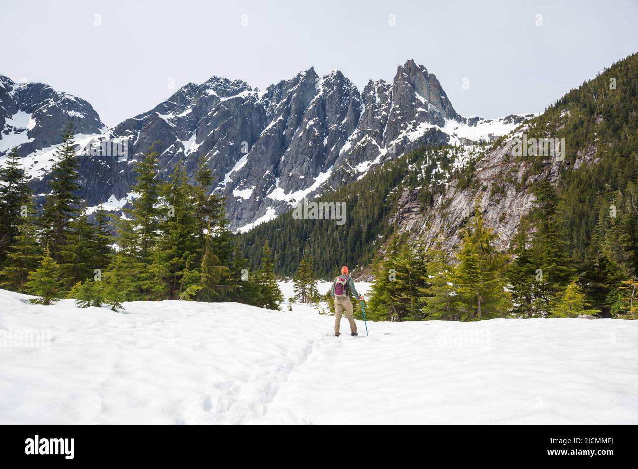 Hiking man in Canadian mountains. Hike is the popular recreation ...