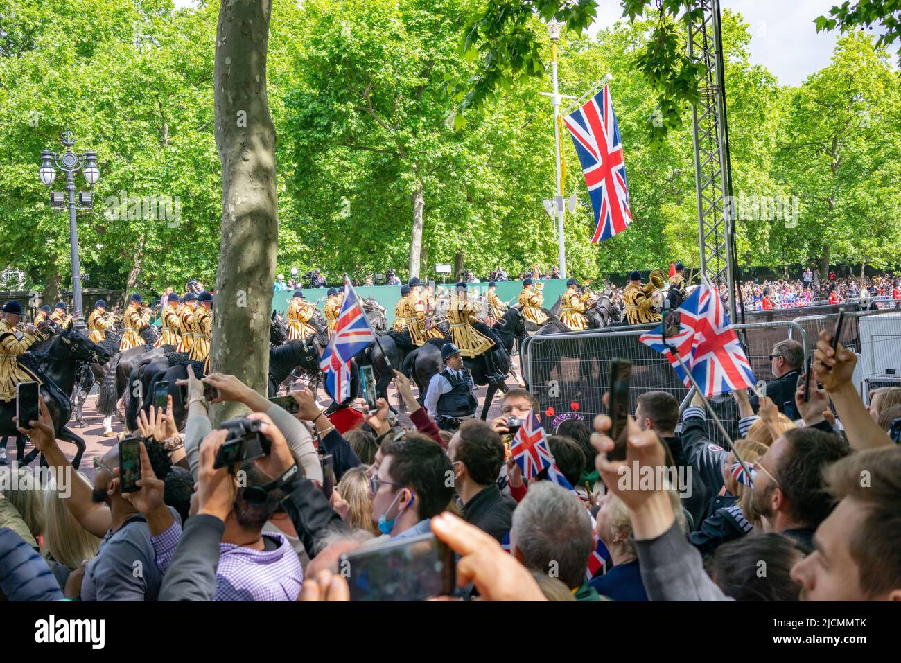 Royal procession along the Mall in London, England, celebrating Queen ...