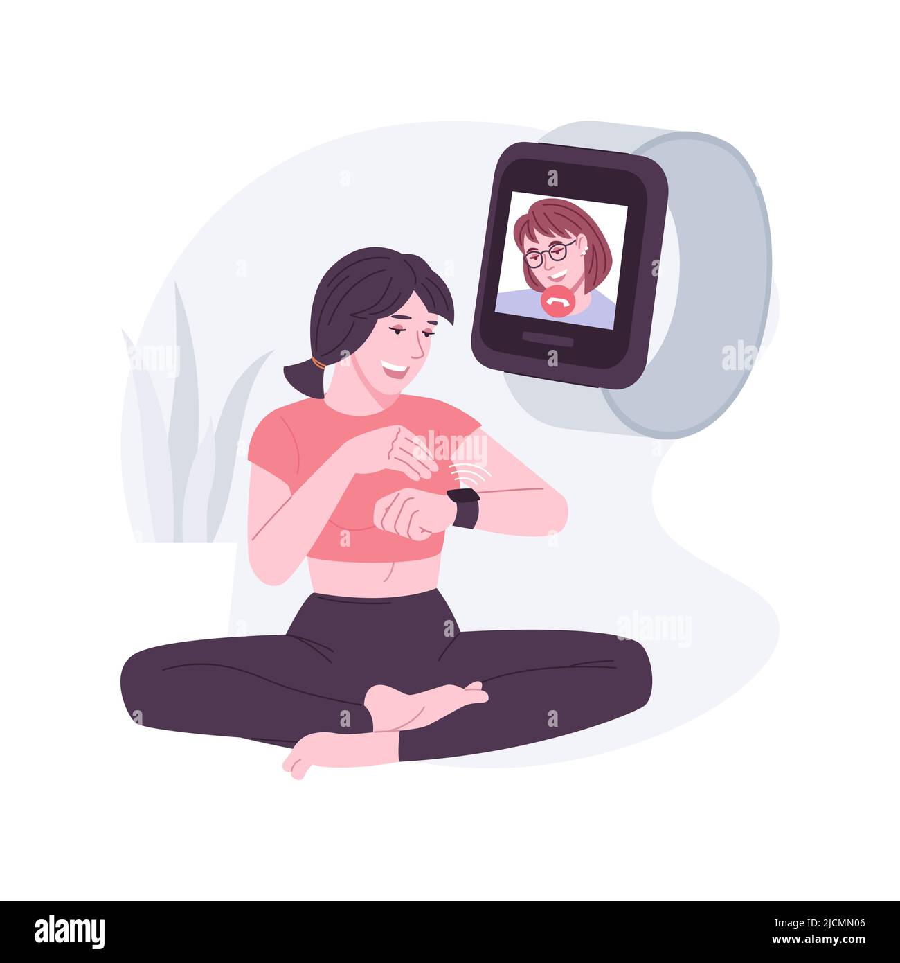 Receive calls with smartwatch isolated cartoon vector illustrations ...