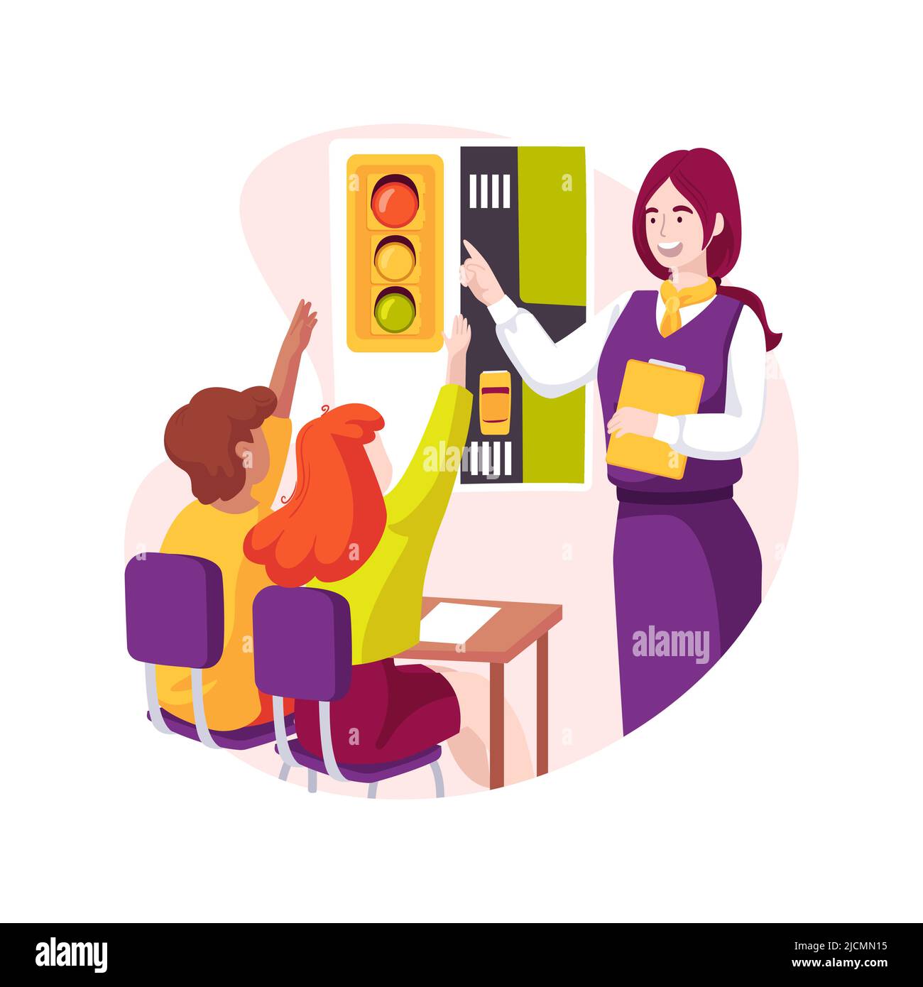 Road safety lesson isolated cartoon vector illustration Stock Vector ...