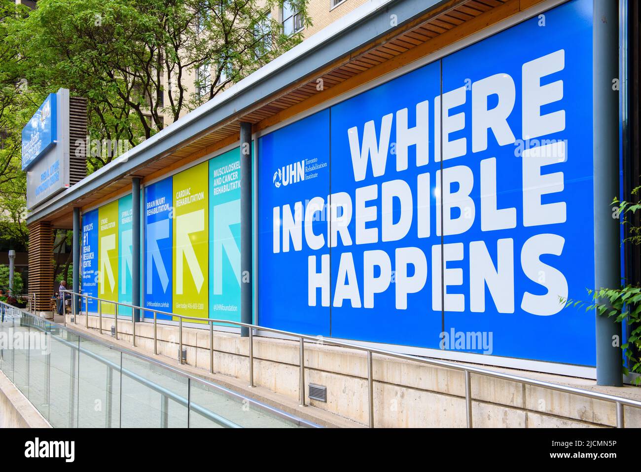 Accessible ramp entrance to the Toronto Rehab University Centre. The ...