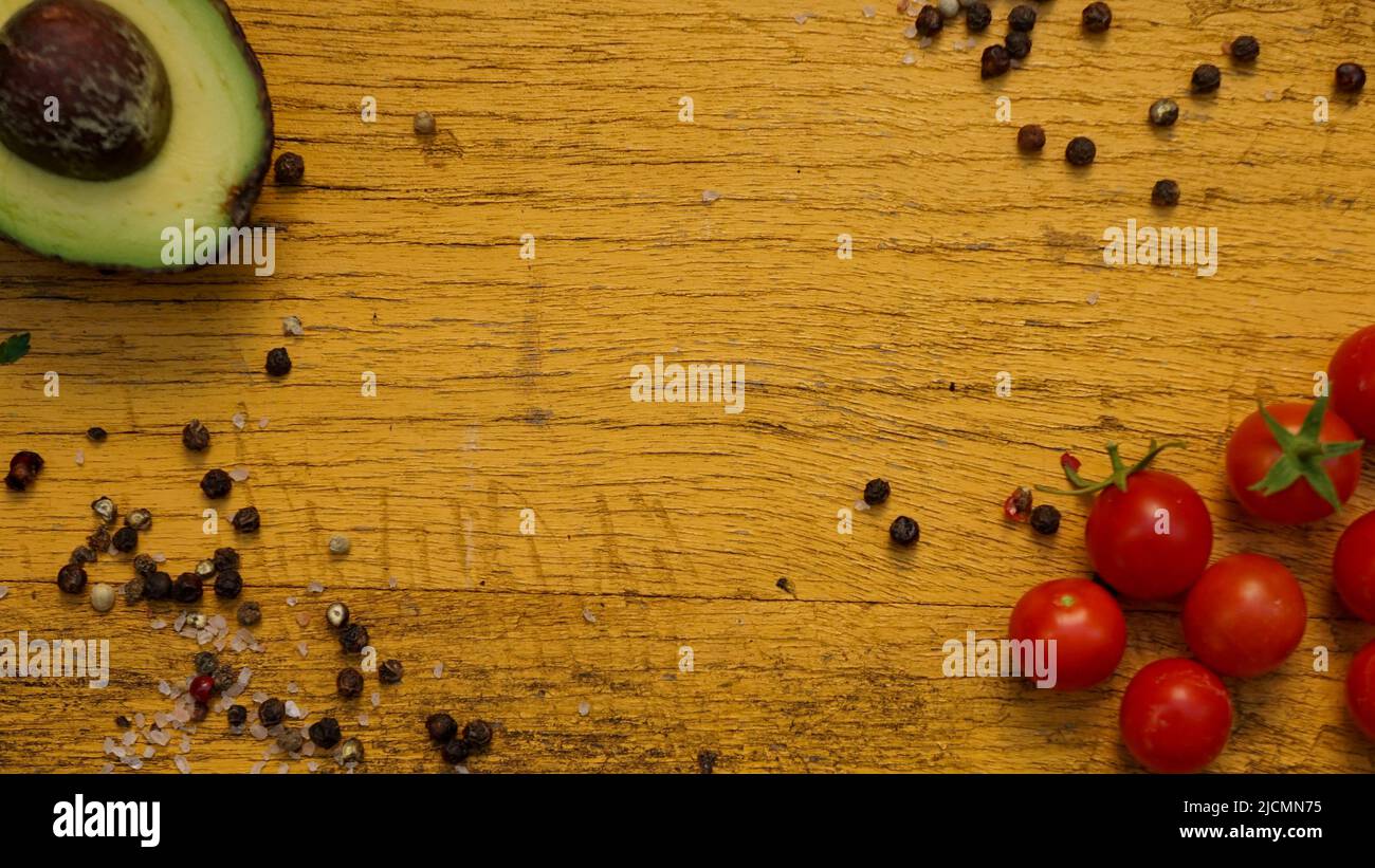 Fresh vegetables for salad dish vintage rustic style Stock Photo - Alamy