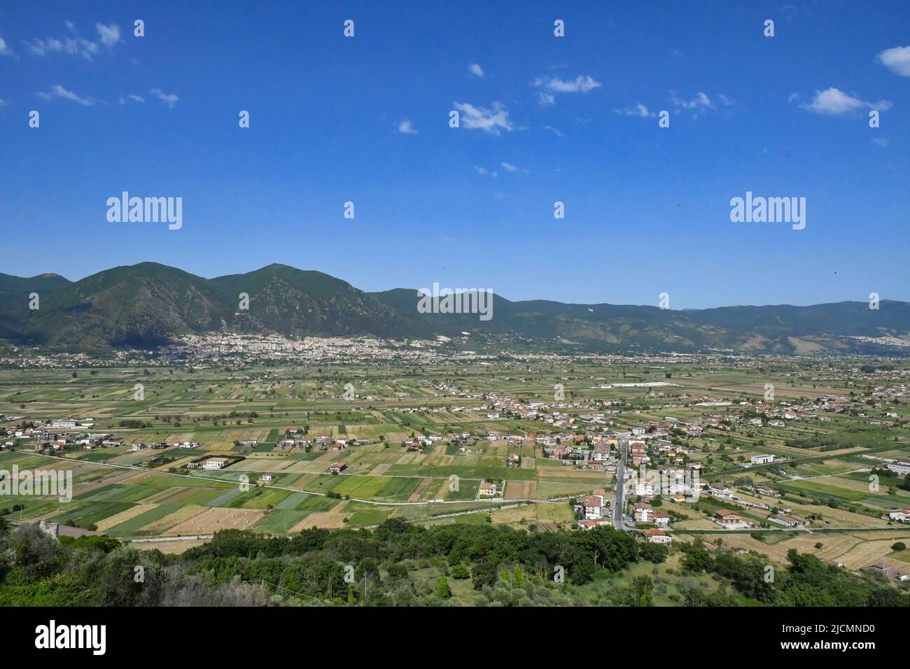 Panoramic view form Teggiano, a medieval village in the mountains of ...