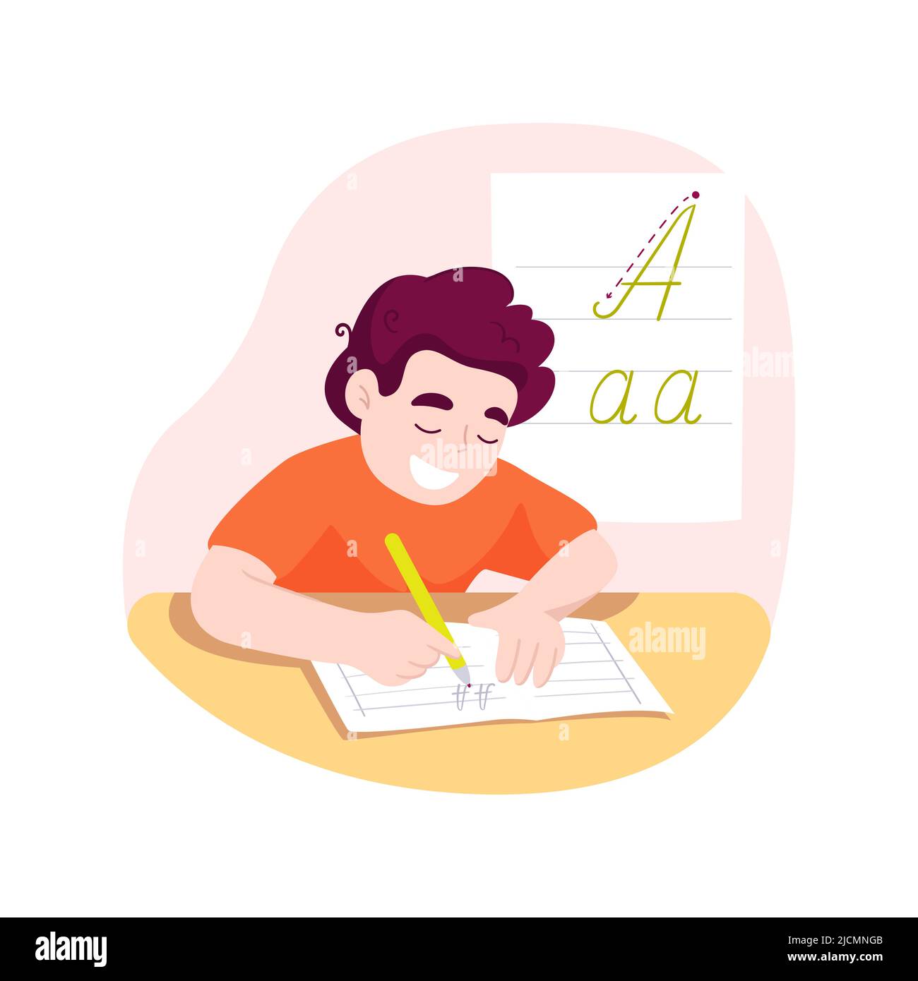 Handwriting practice isolated cartoon vector illustration Stock Vector ...