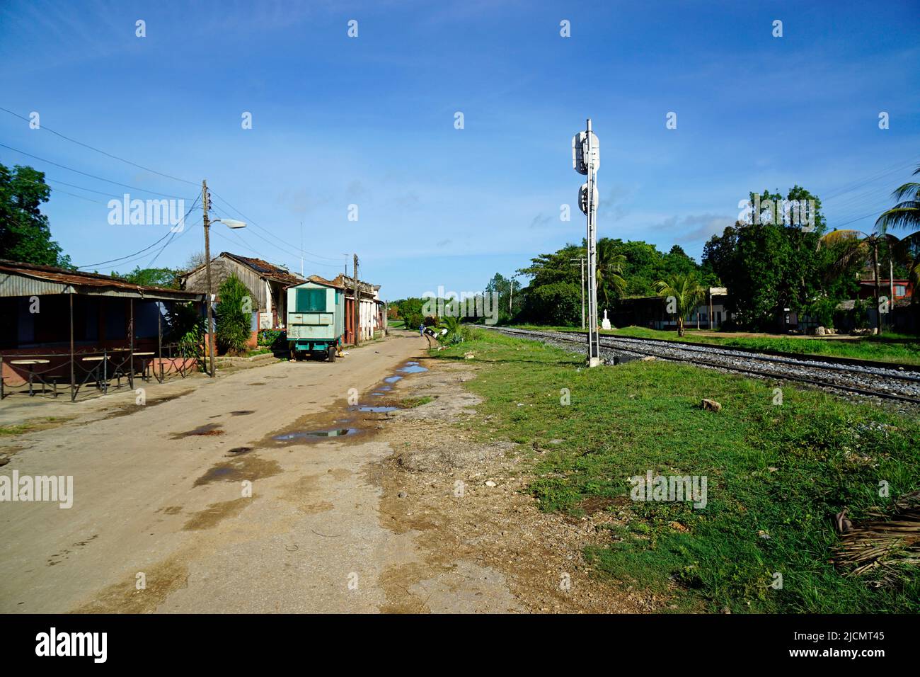 train traicks and station near limonar in cuba Stock Photo - Alamy
