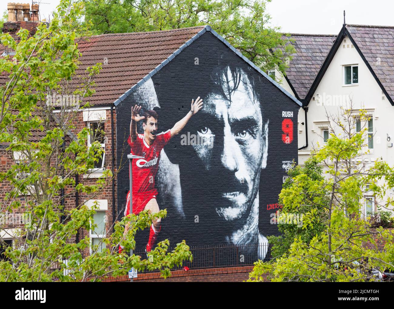 Ian Rush mural, Liverpool FC street art, Anfield, Liverpool, England ...