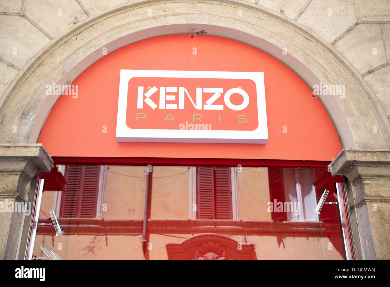 A shop sign of KENZO, on May 07, 2022 in Roma, Italy. Photo by David ...