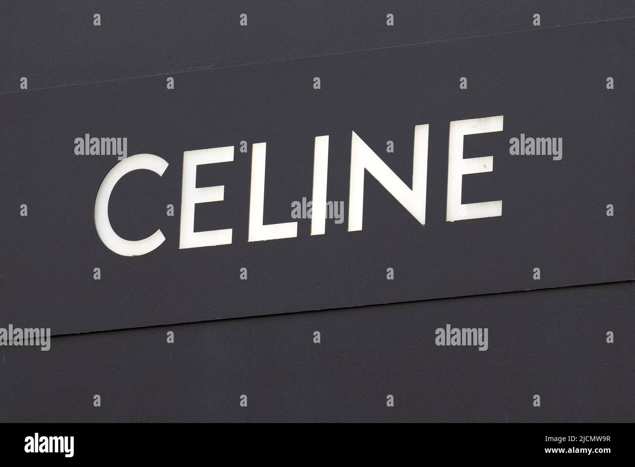 A shop sign of CELINE, on May 07, 2022 in Roma, Italy. Photo by David ...