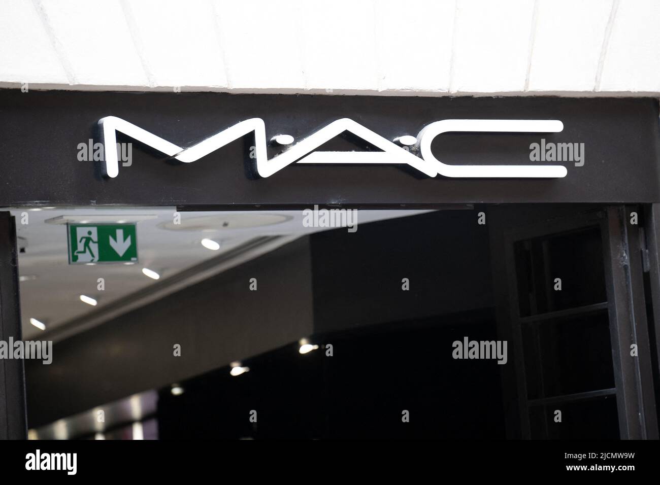A shop sign of MAC, on May 07, 2022 in Roma, Italy. Photo by David ...