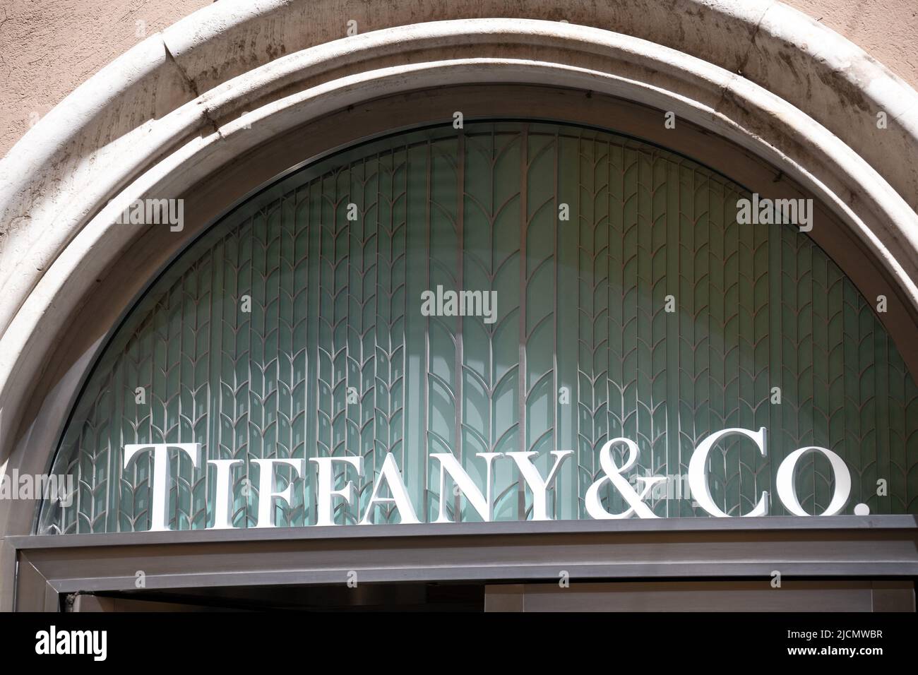 A shop sign of TIFFANY & CO, on May 07, 2022 in Roma, Italy. Photo by ...