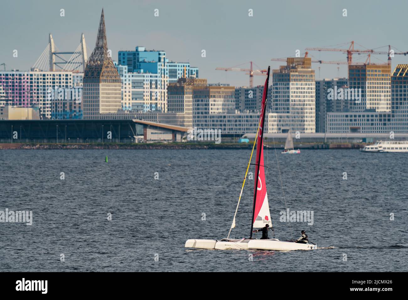 Russia, St. Petersburg, 10 June 2022: The trimaran with professional ...