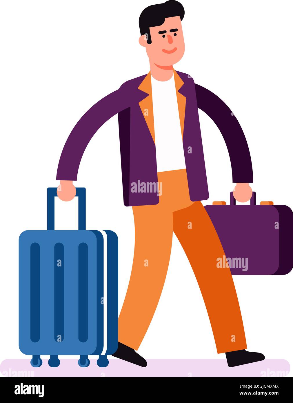 Passenger with suitcases. Cartoon passenger with luggage. Vector ...