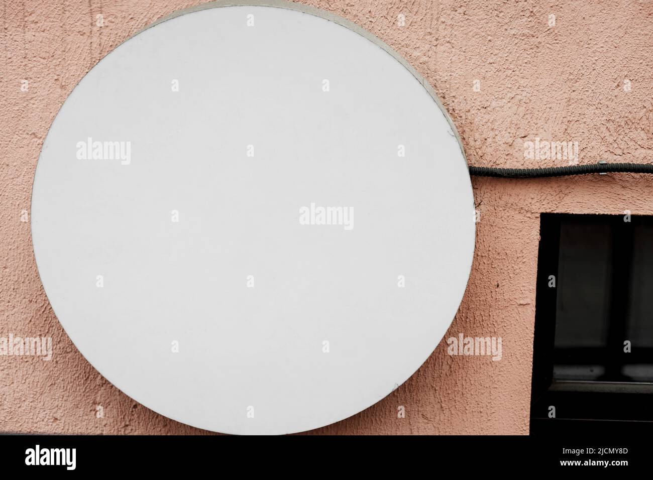 Empty white circle and hollow square shop signboard layout. Round ...