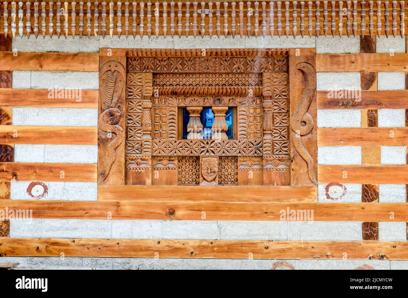 carved detail of facade of traditional architecture of vashisht ...